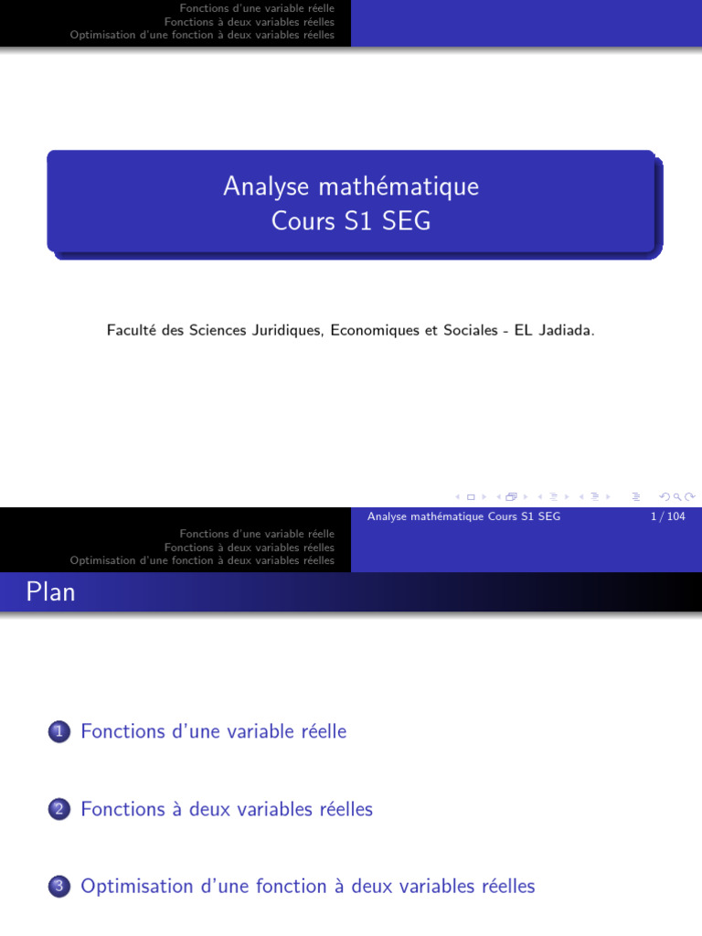 Analyse des Fonctions Réelles et Optimisation | PDF | Limite ...
