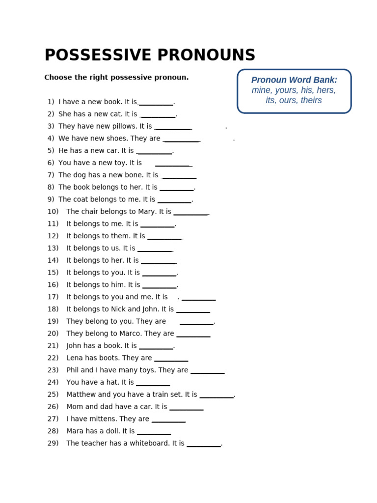 Possessive Pronoun | PDF