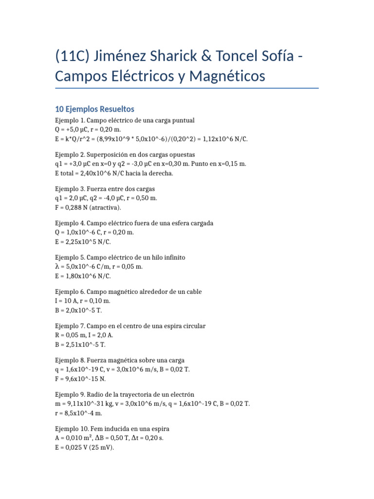 Ejemplos de Campos Eléctricos y Magnéticos | PDF