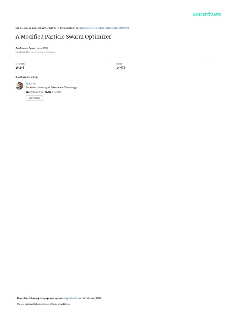 A Modified Particle Swarm Optimizer | PDF | Applied Mathematics ...