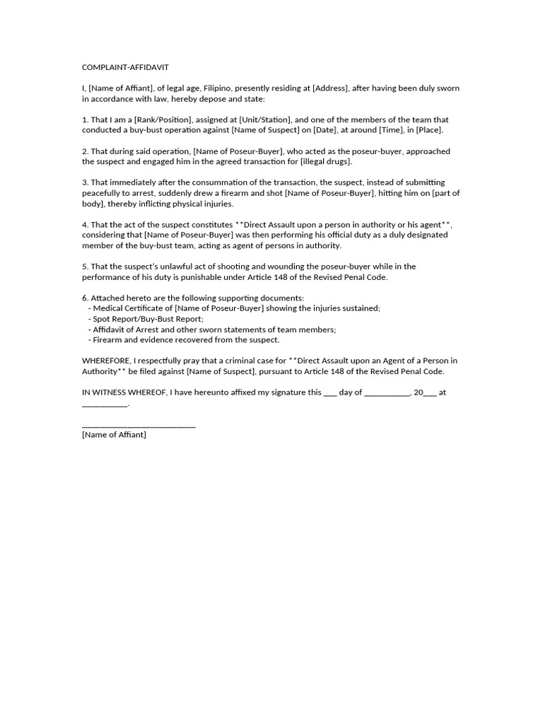 Direct Assault Complaint Affidavit | PDF