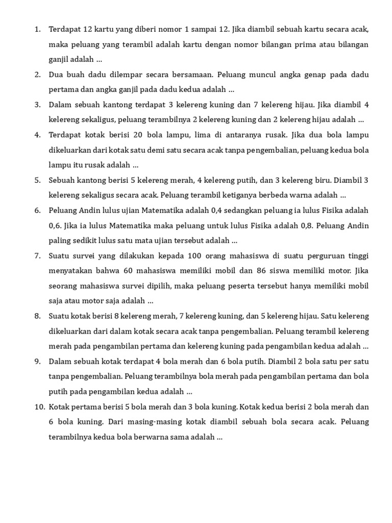 Peluang dalam Permainan Kartu dan Dadu | PDF
