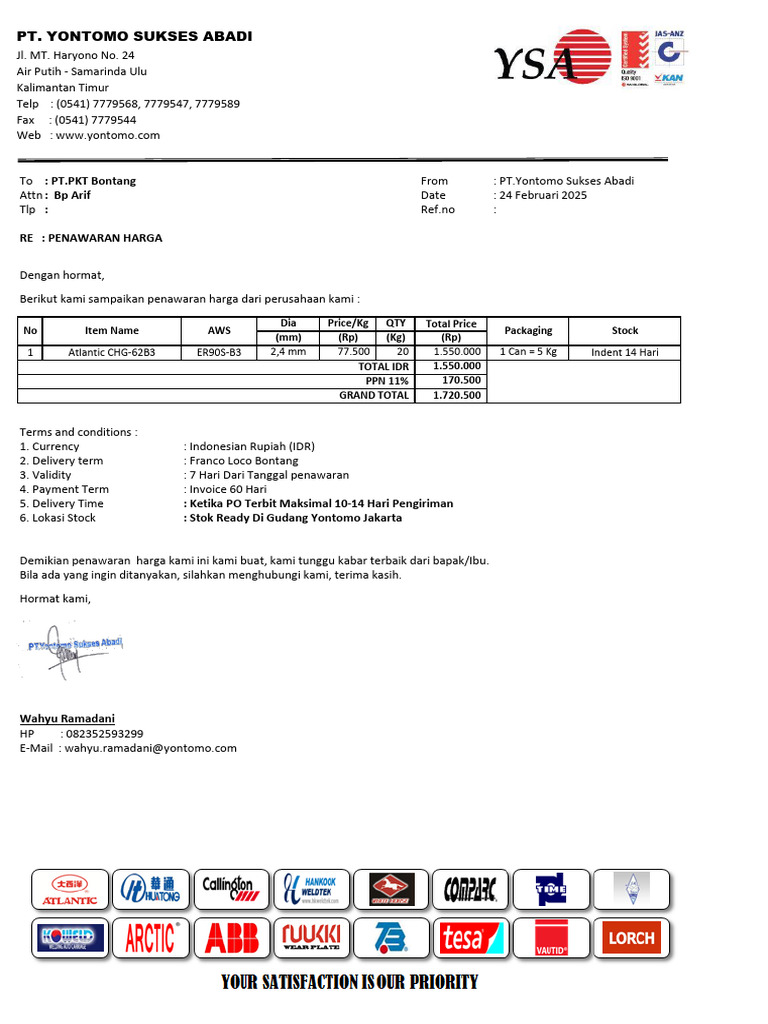 Price Offer for CHG-62B3 TIG Rod | PDF | Welding | Construction