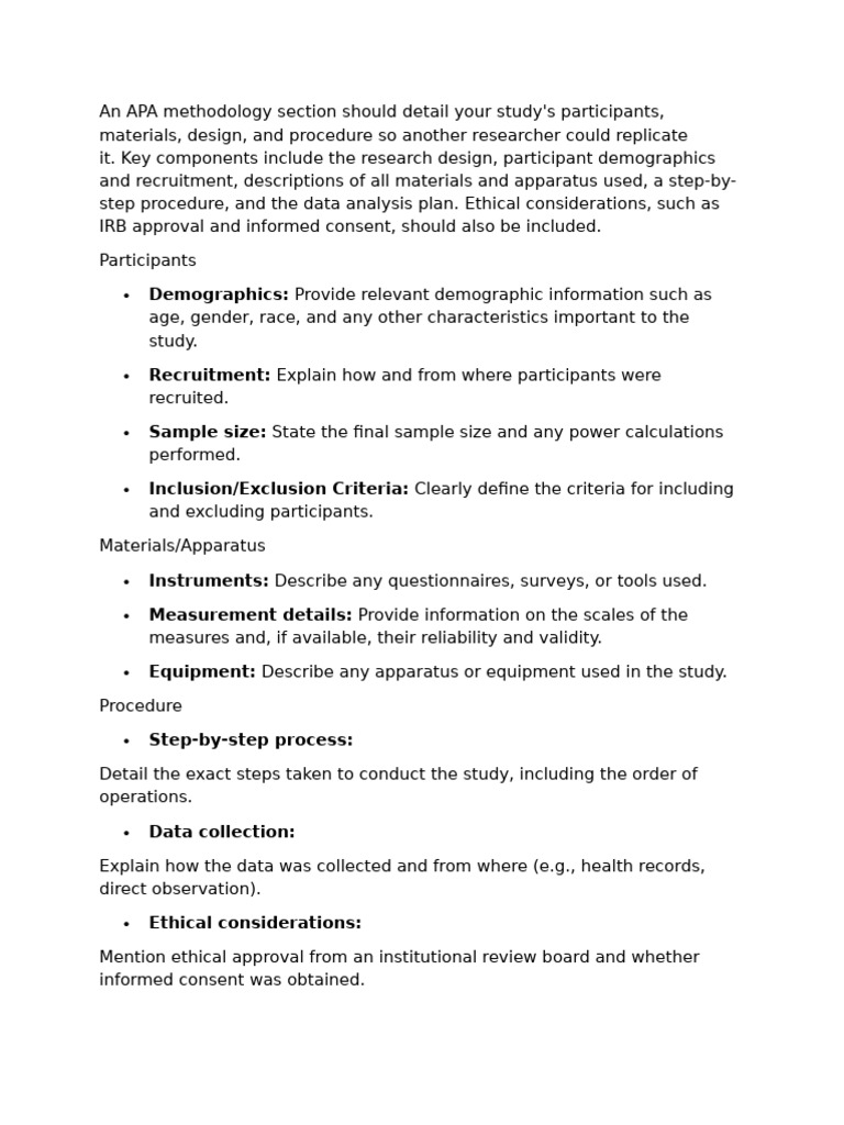 An APA Methodology Section Should | PDF