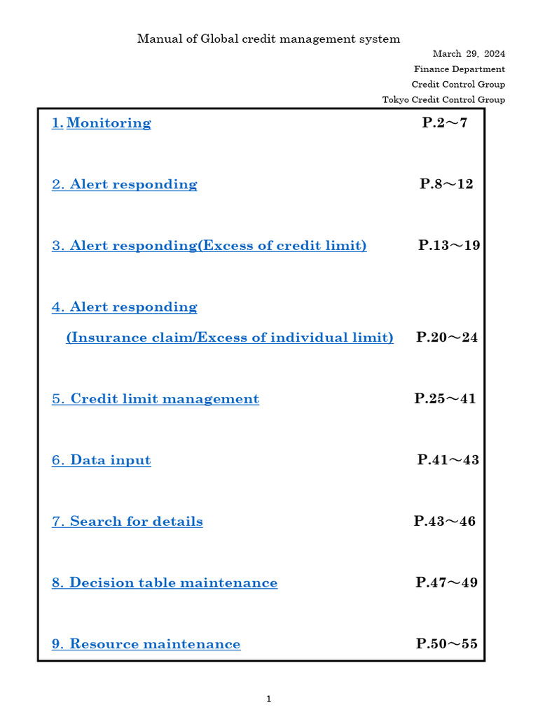 Global Credit Management System Manual | PDF | Credit | Finance & Money ...