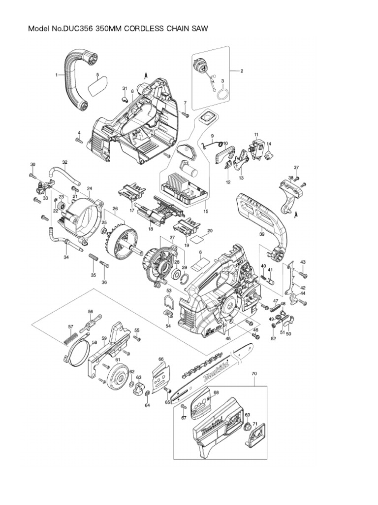DUC356 Cordless Chain Saw Parts List | PDF | Metalworking