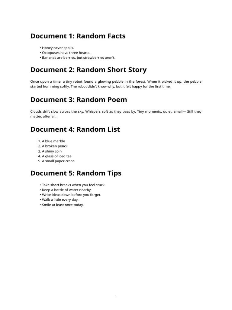 Five Random Documents | PDF