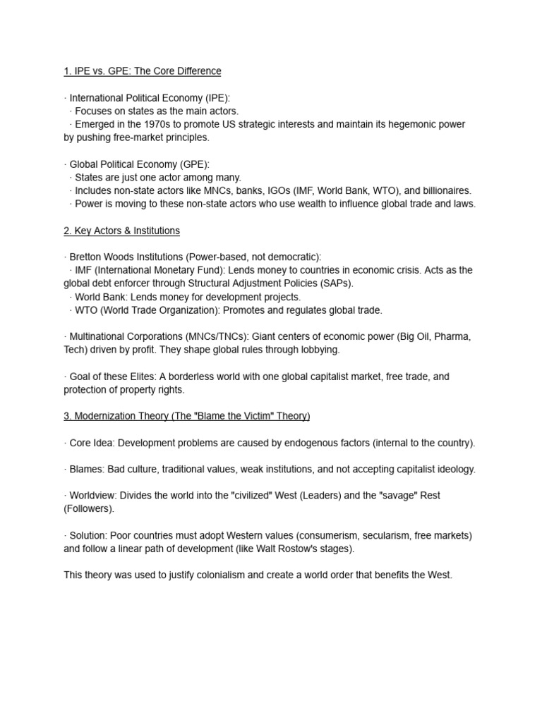 IPE vs. GPE: Key Differences Explained | PDF | Economies | Political ...