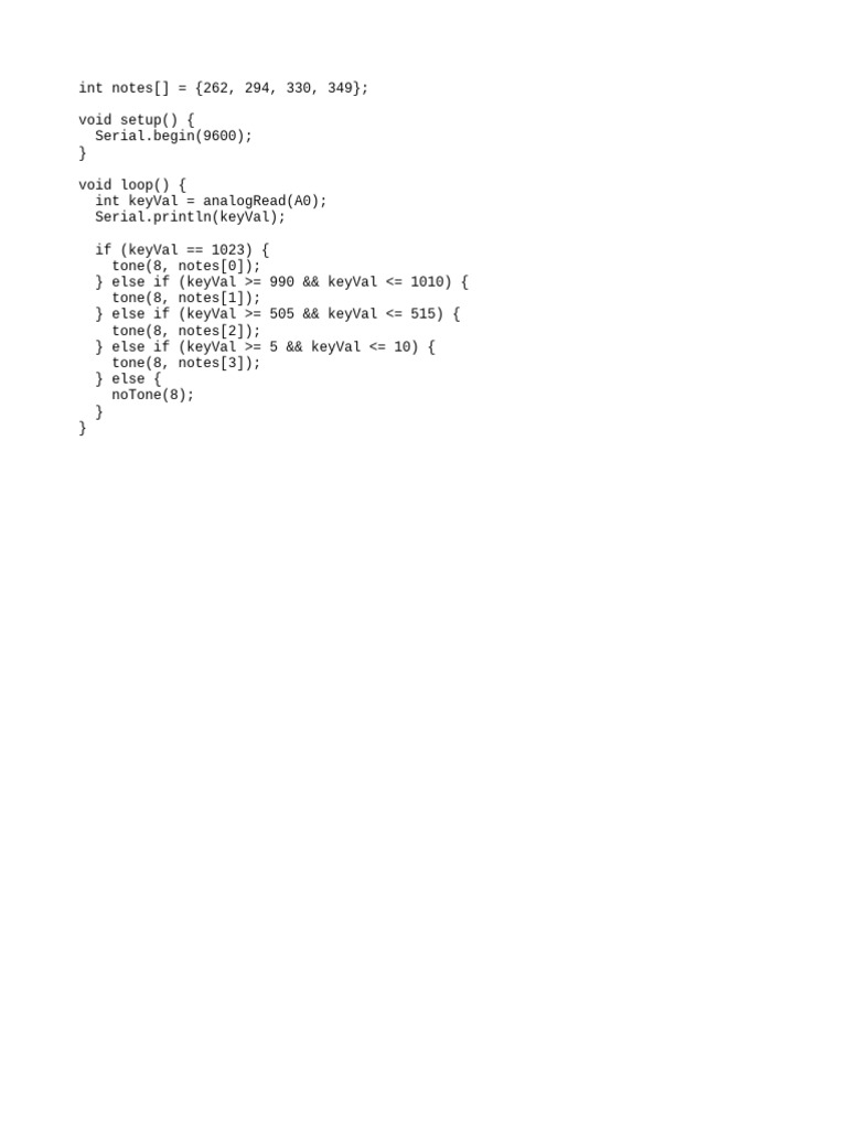 Code For Digital Keyboard With Sound Output | PDF