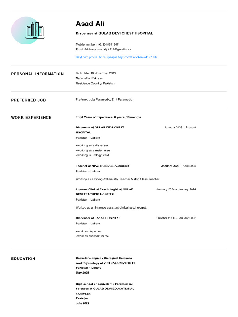 CV82610001 - Asad Ali | PDF