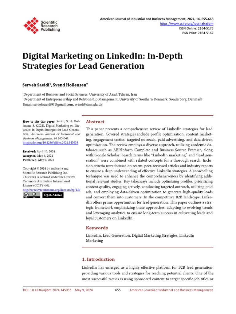 S. Saeidi - Digital Marketing On LinkedIn In-Depth Strategies For Lead ...
