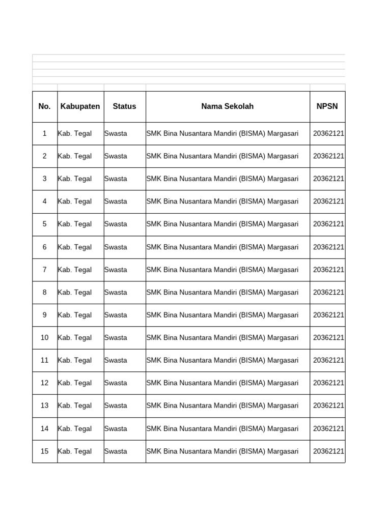 Data Siswa Kelas XII SMK BISMA Tegal | PDF
