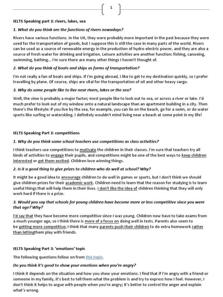 IELTS Speaking Part 3 Tutorial | PDF | Anger | Leisure