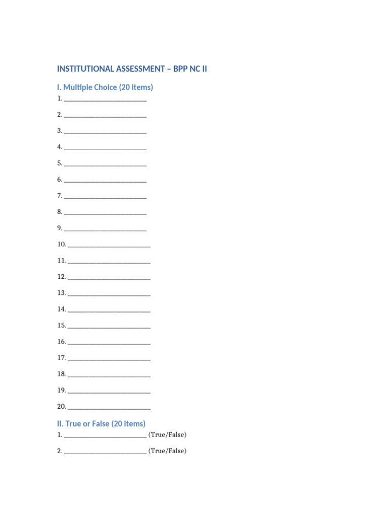 BPP NC II Institutional Assessment Guide | PDF | Chess Theory | Chess