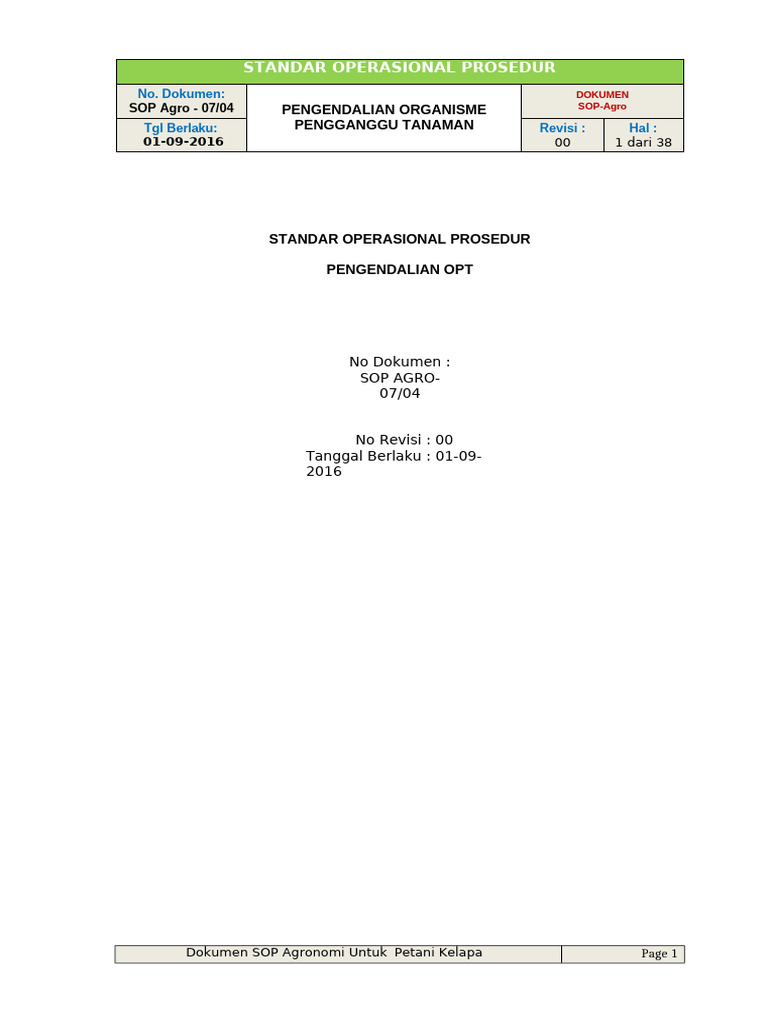 10 Sop Pengendalian Opt Fixed | PDF