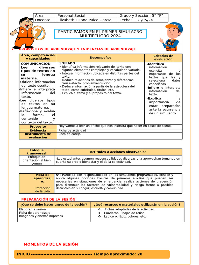 Ses-Viern-Participamos en El Primer Simulacro Multipeligro 2024-Jezabel Camargo Único Contacto ...