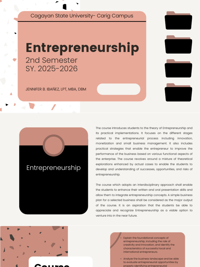 Entrepreneurship Course Overview 2025-2026 | PDF | Entrepreneurship ...