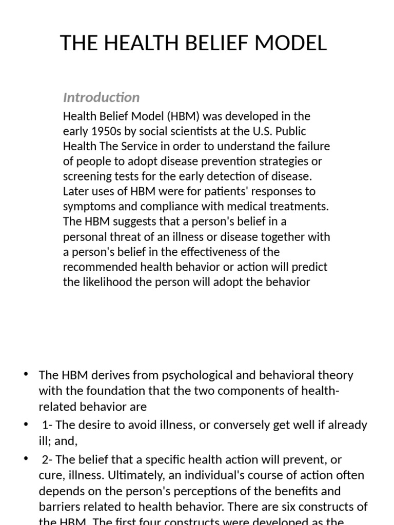 Understanding the Health Belief Model | PDF | Psychology | Behavioural ...