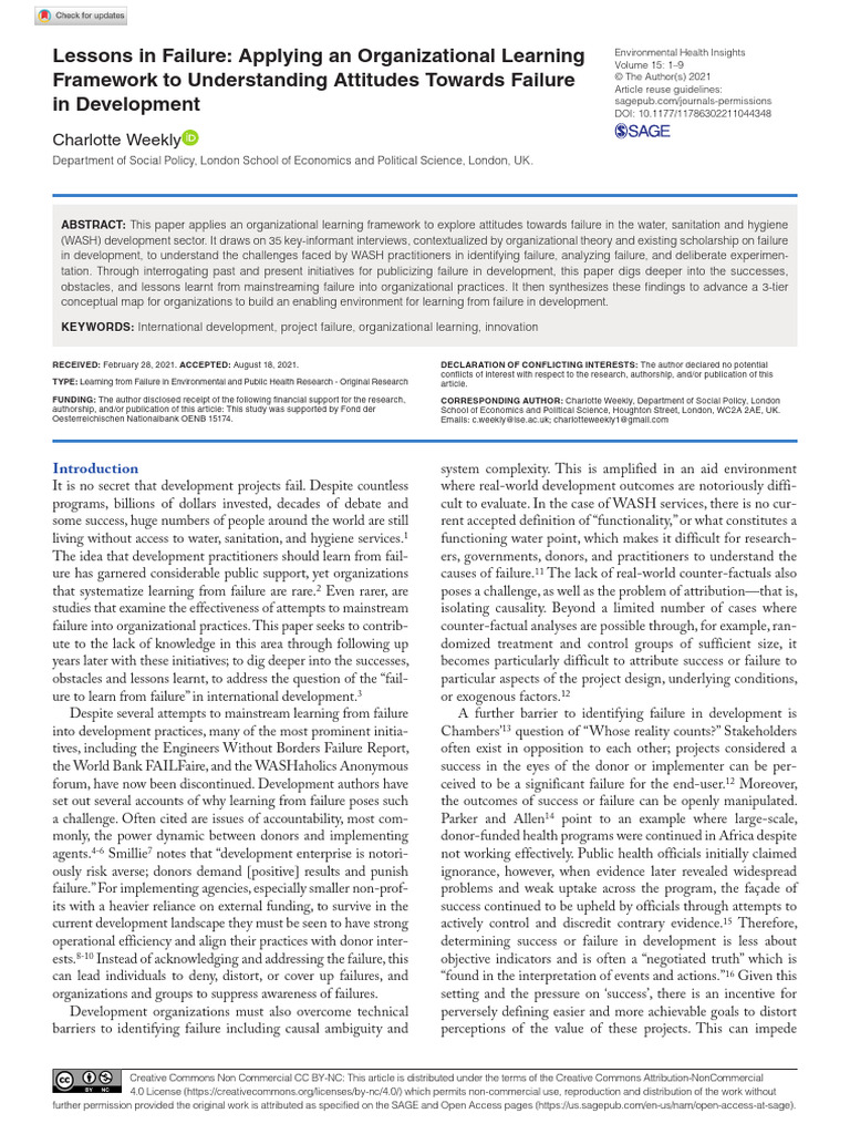 Lessons in Failure: Applying An Organizational Learning Framework To ...
