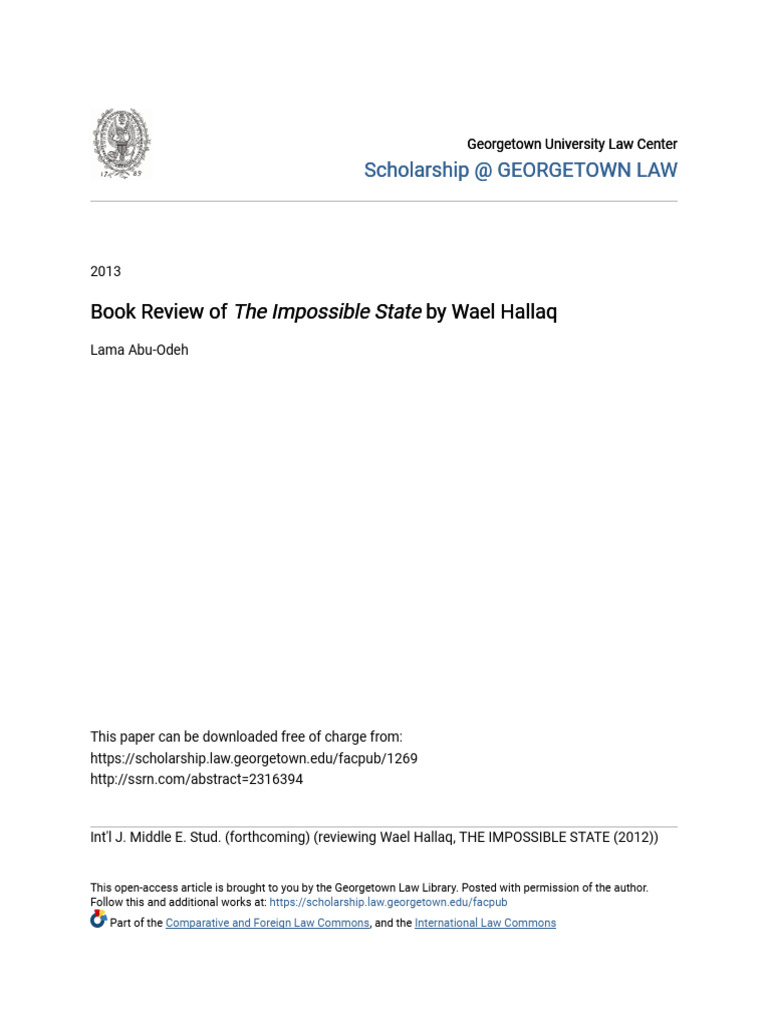 Book Review of - I - The Impossible State - I - by Wael Hallaq | PDF ...