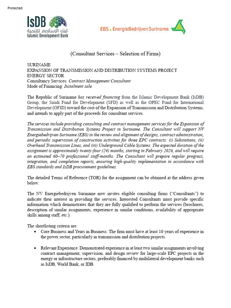 IsDB - Request of Expression of Interest (REOI) - CMC - 29102025 | PDF ...
