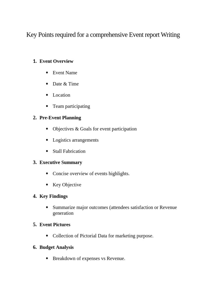 Key Points Required For A Comprehensive Event Report Writing | PDF