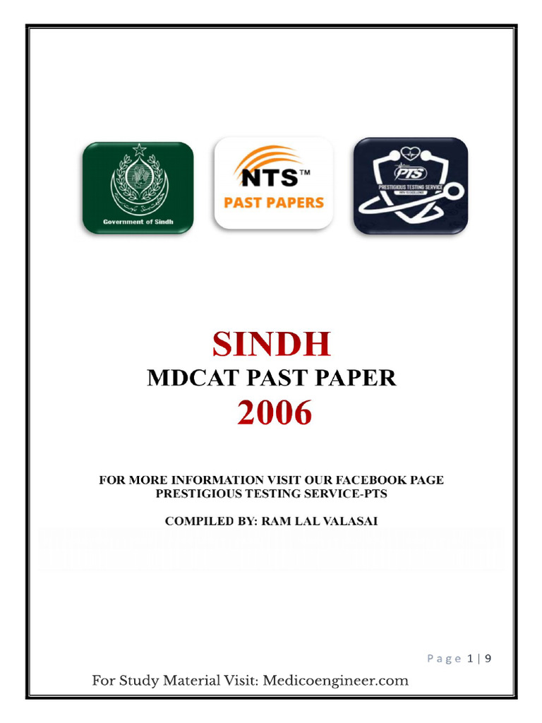 2006 Sindh Mdcat Past Paper | PDF