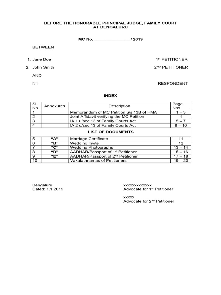 Exercise 4 (P) - Divorce Petition Format | PDF | Marriage | Child Custody