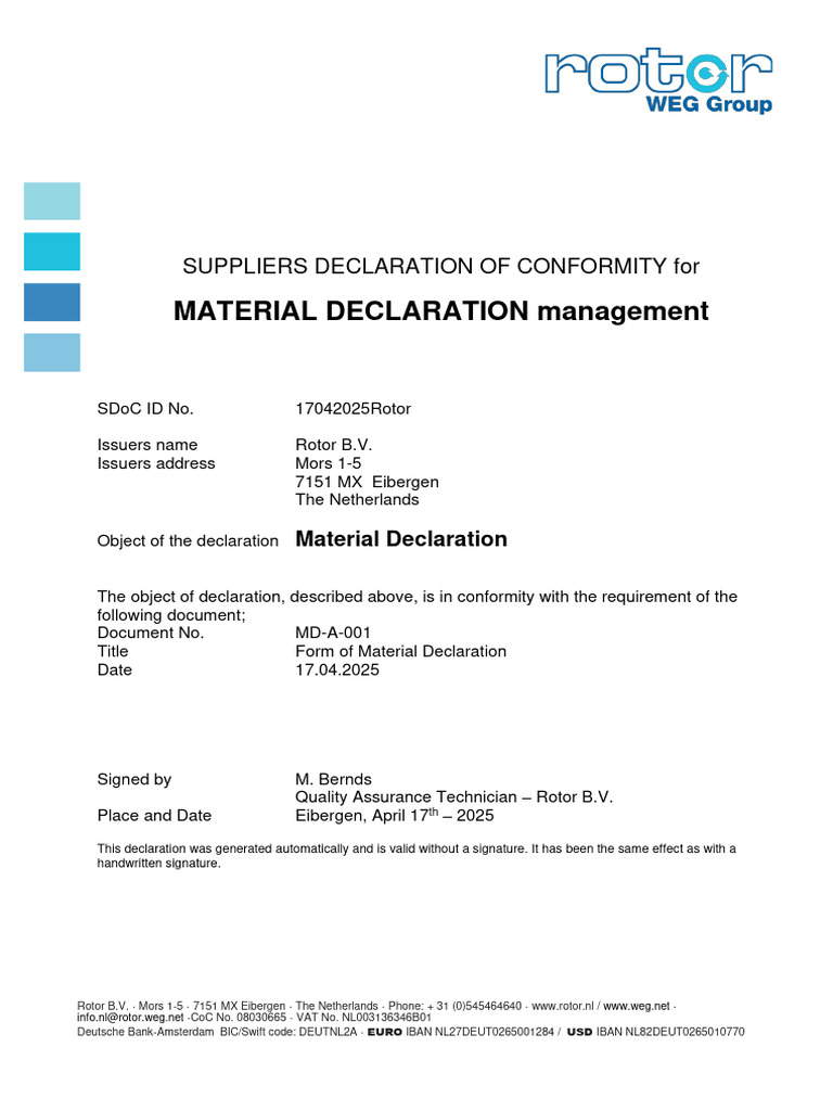 Material Declaration MD A 001 - Website | PDF | Chlorofluorocarbon | Materials