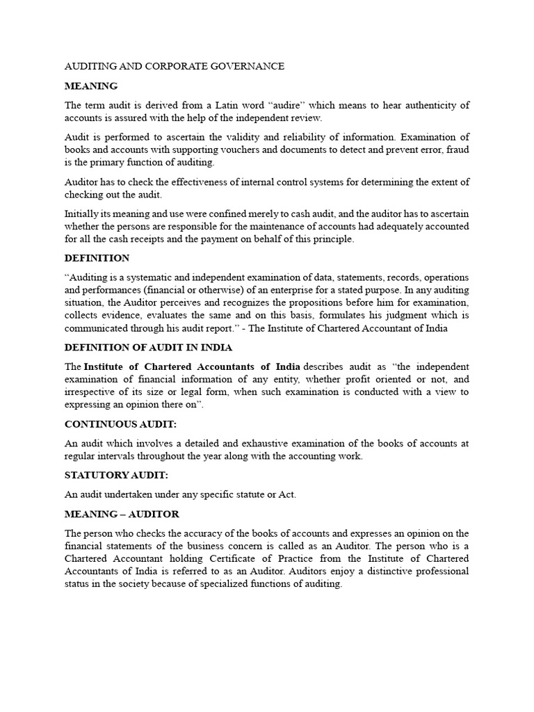 Understanding Auditing and Corporate Governance | PDF | Audit ...
