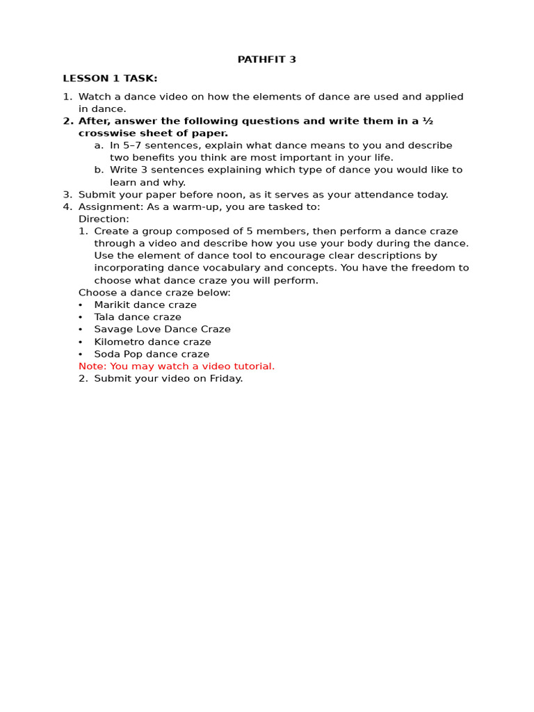 Pathfit 3 Task | PDF