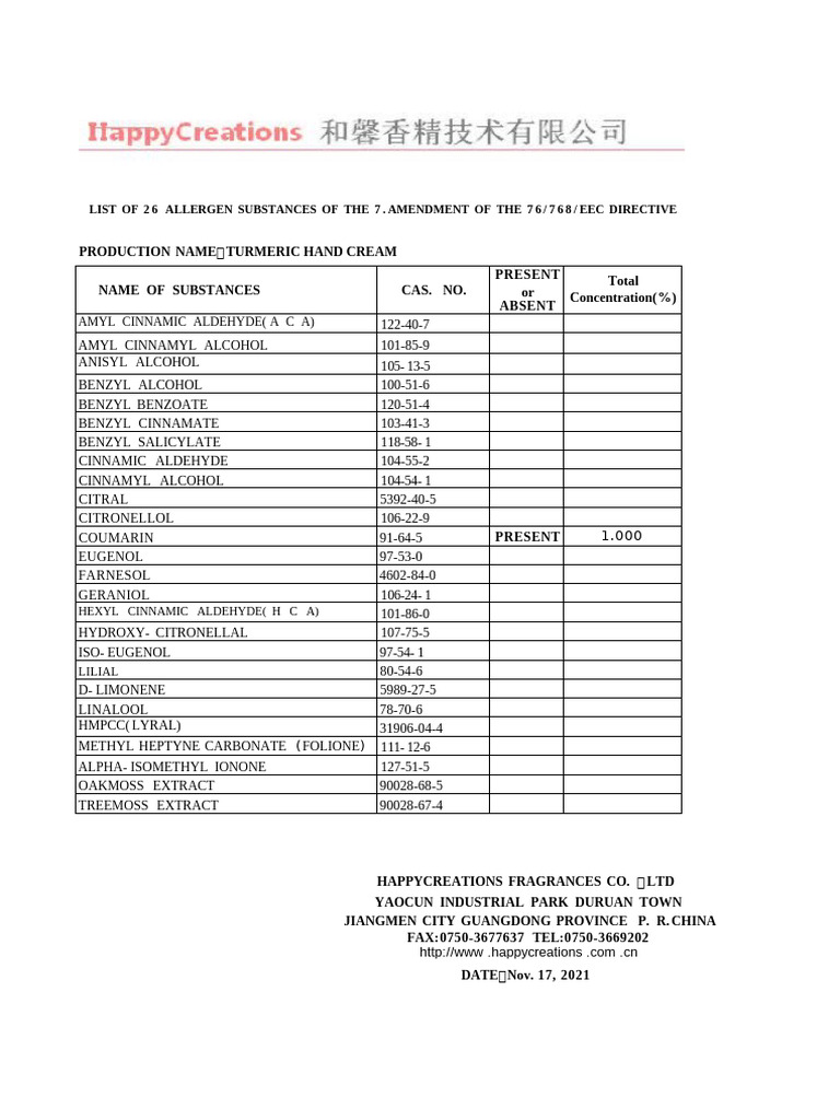 Allergens DCP Bt357359 Coconut | PDF | Functional Group | Chemical ...