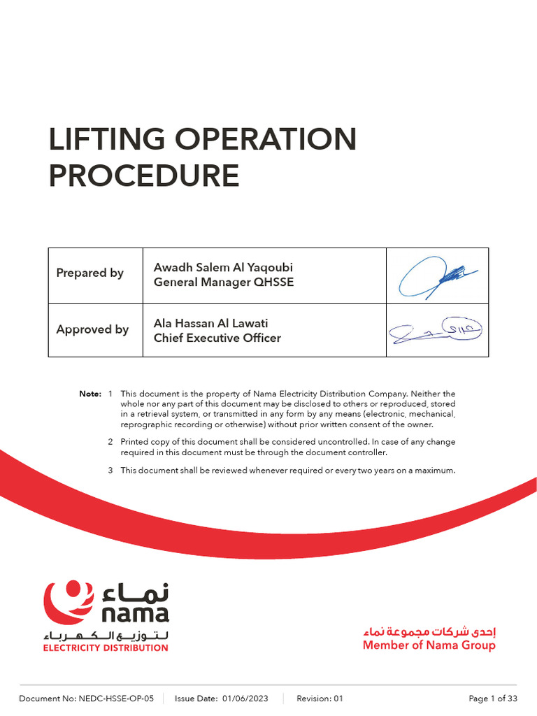 Lifting Operation Safety Procedure Guide | PDF | Crane (Machine) | Rope