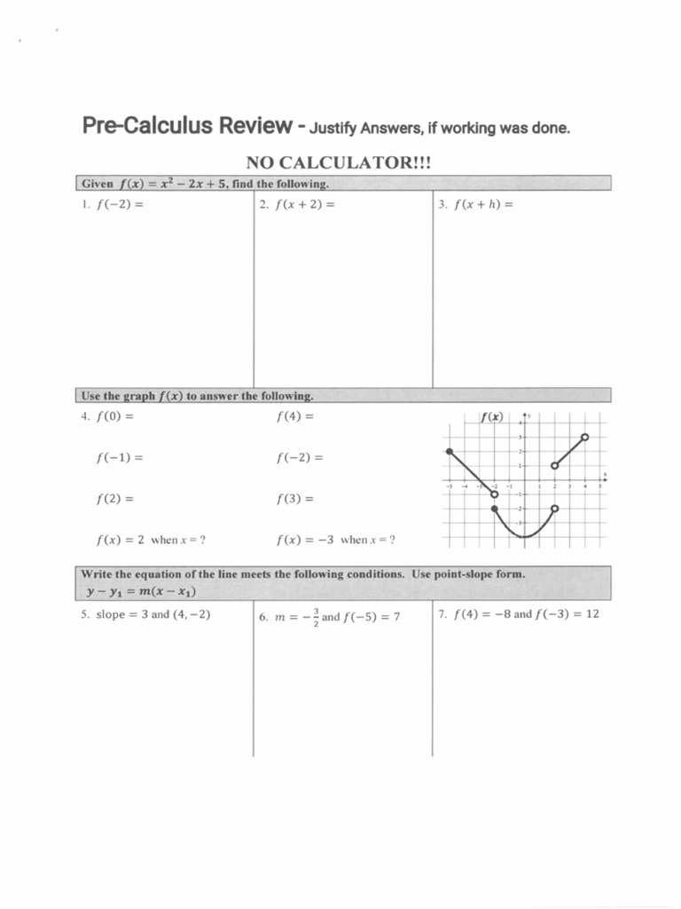 Precalculus Review (Week1) | PDF