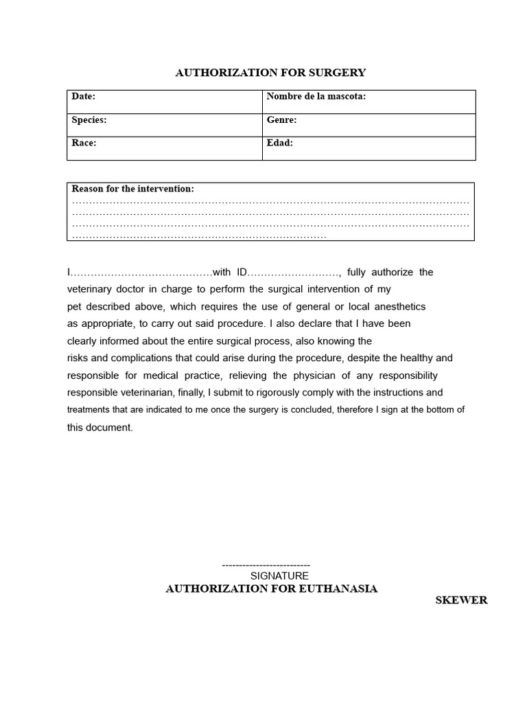 Authorization For Surgery | PDF