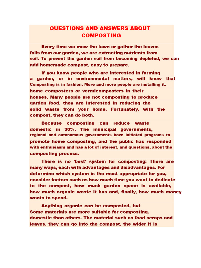 Questions and Answers About Composting | PDF | Compost | Manure