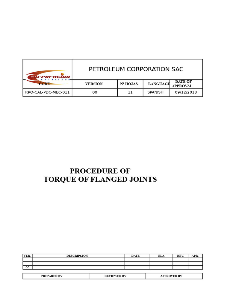 Torque Procedure for Flanged Joints | PDF