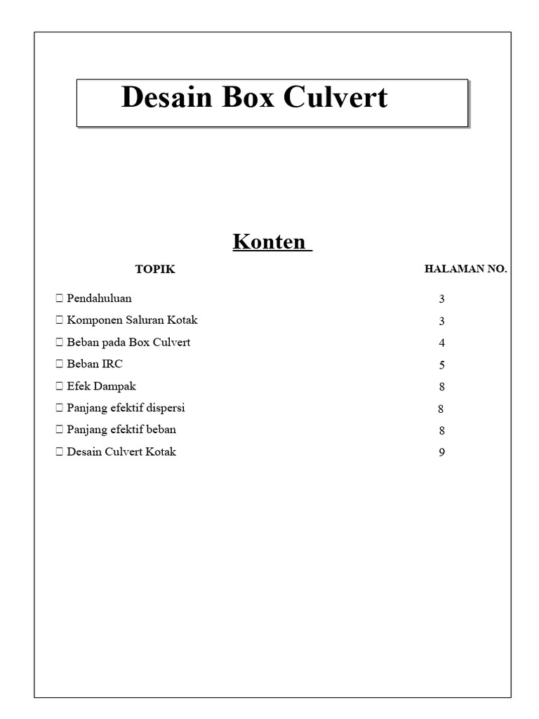 Desain dan Beban Box Culvert | PDF
