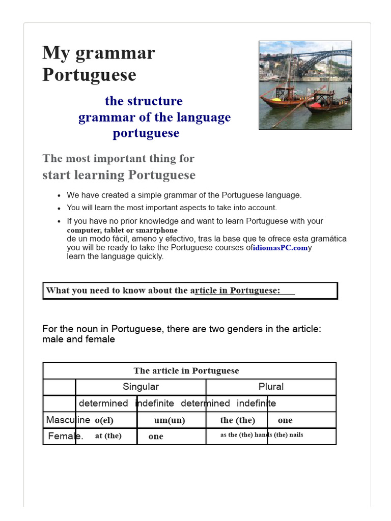 My Portuguese Grammar - The Most Important in Portuguese | PDF ...