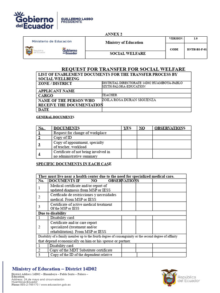Social Welfare Transfer Request Guide | PDF | Justice | Crime & Violence