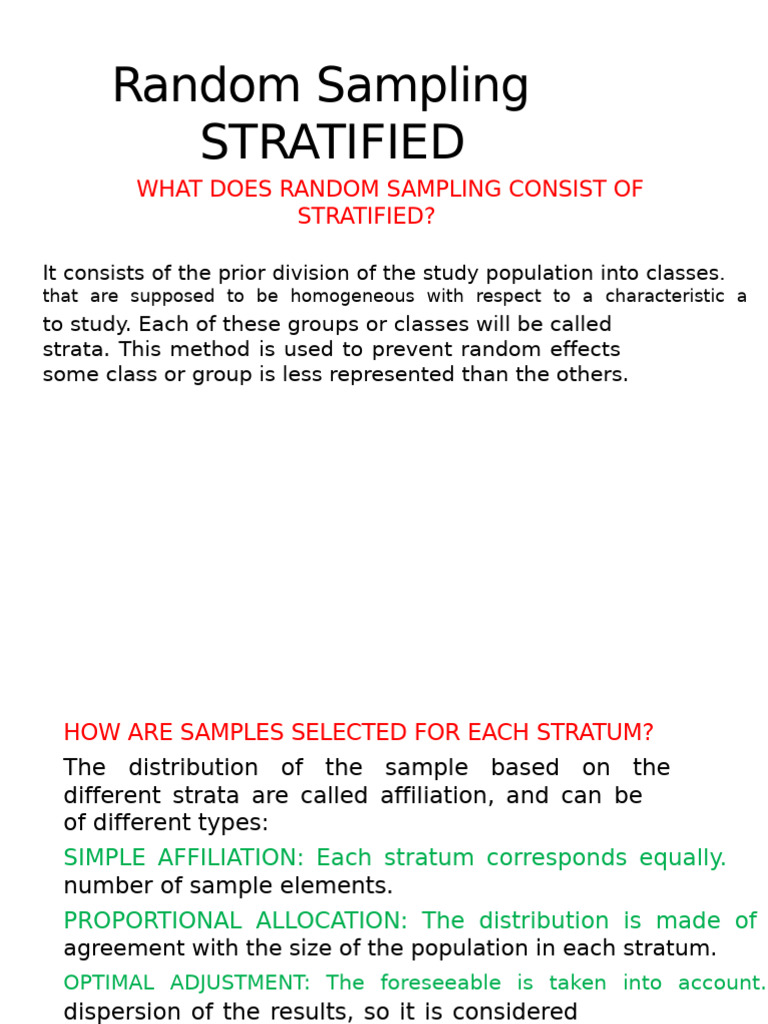 Stratified Random Sampling | PDF | Sampling (Statistics) | Stratified Sampling