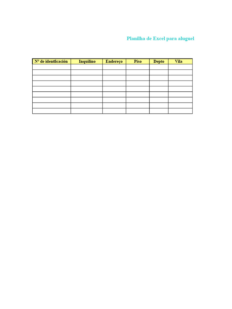Planilha de Excel para Controle de Aluguel | PDF