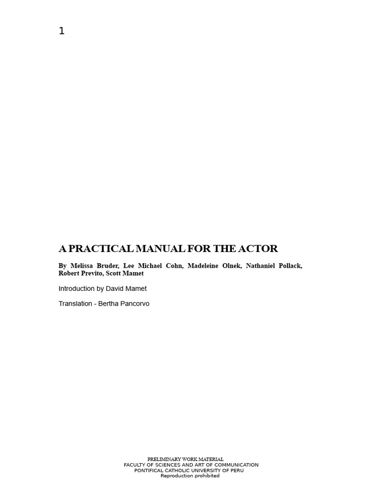 Practical Acting Techniques Manual | PDF