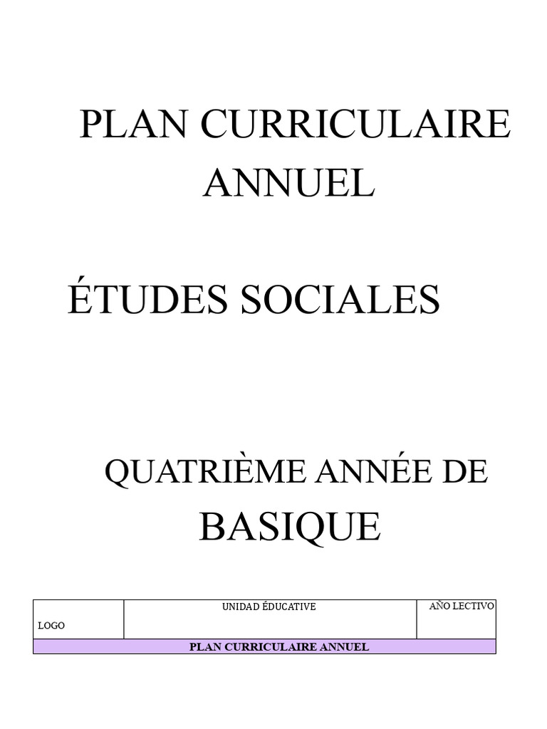 Plan annuel d'études sociales 4e année | PDF | Géographie | Identité ...