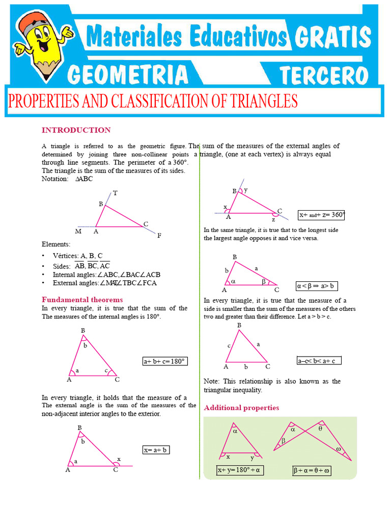 Properties and Classification of Triangles for Third Grade of Secondary ...