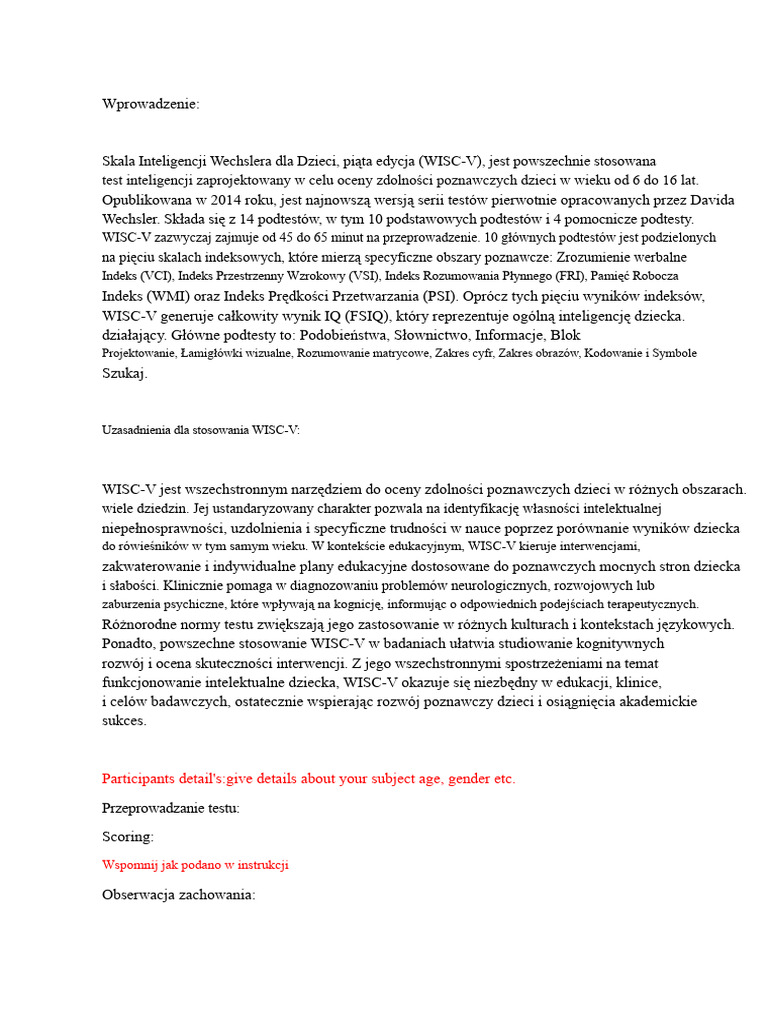 Wisc V | PDF