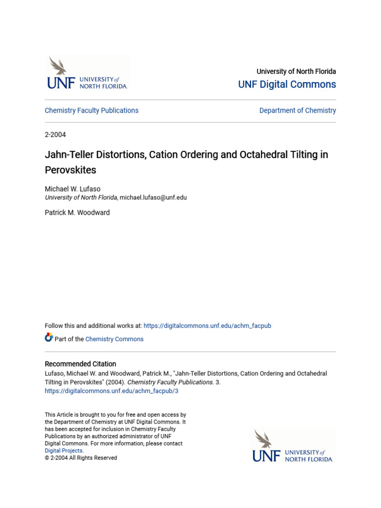Jahn-Teller Distortions Cation Ordering and Octahedral Tilting I | PDF ...