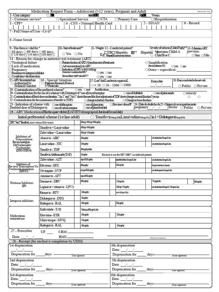CTA MEDICATION REQUEST FORM - CTA | PDF | Management Of Hiv/Aids | Hepatitis