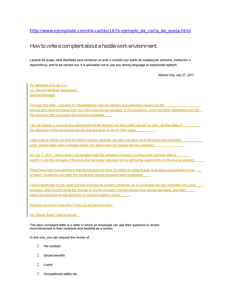 How to Write a Complaint Letter | PDF