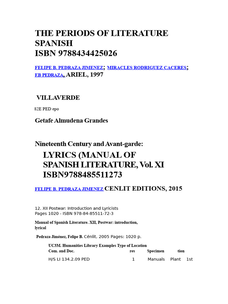 The Eras of Spanish Literature | PDF